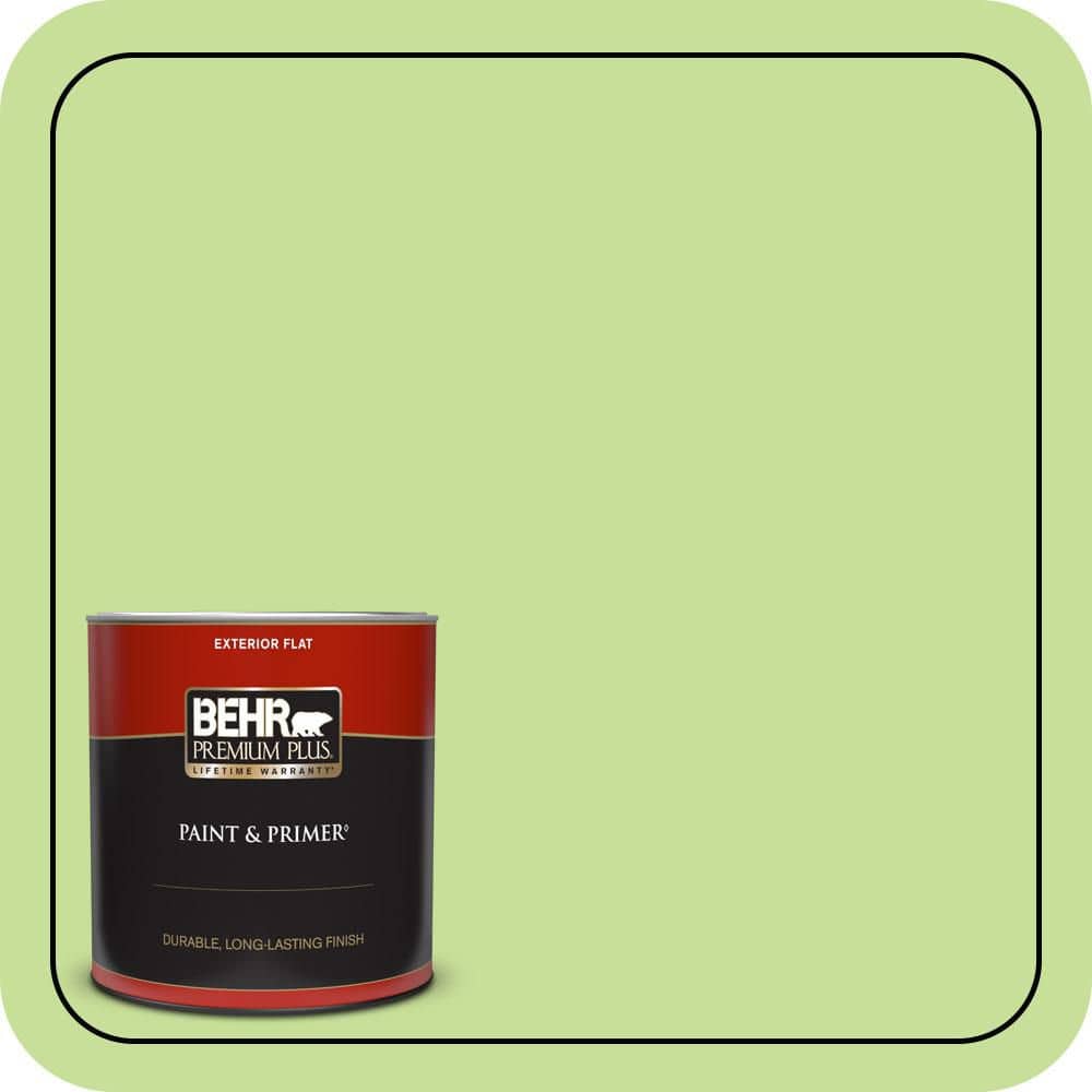 BEHR PREMIUM PLUS 1 qt. #420A-3 Key Lime Flat Exterior Paint & Primer ...
