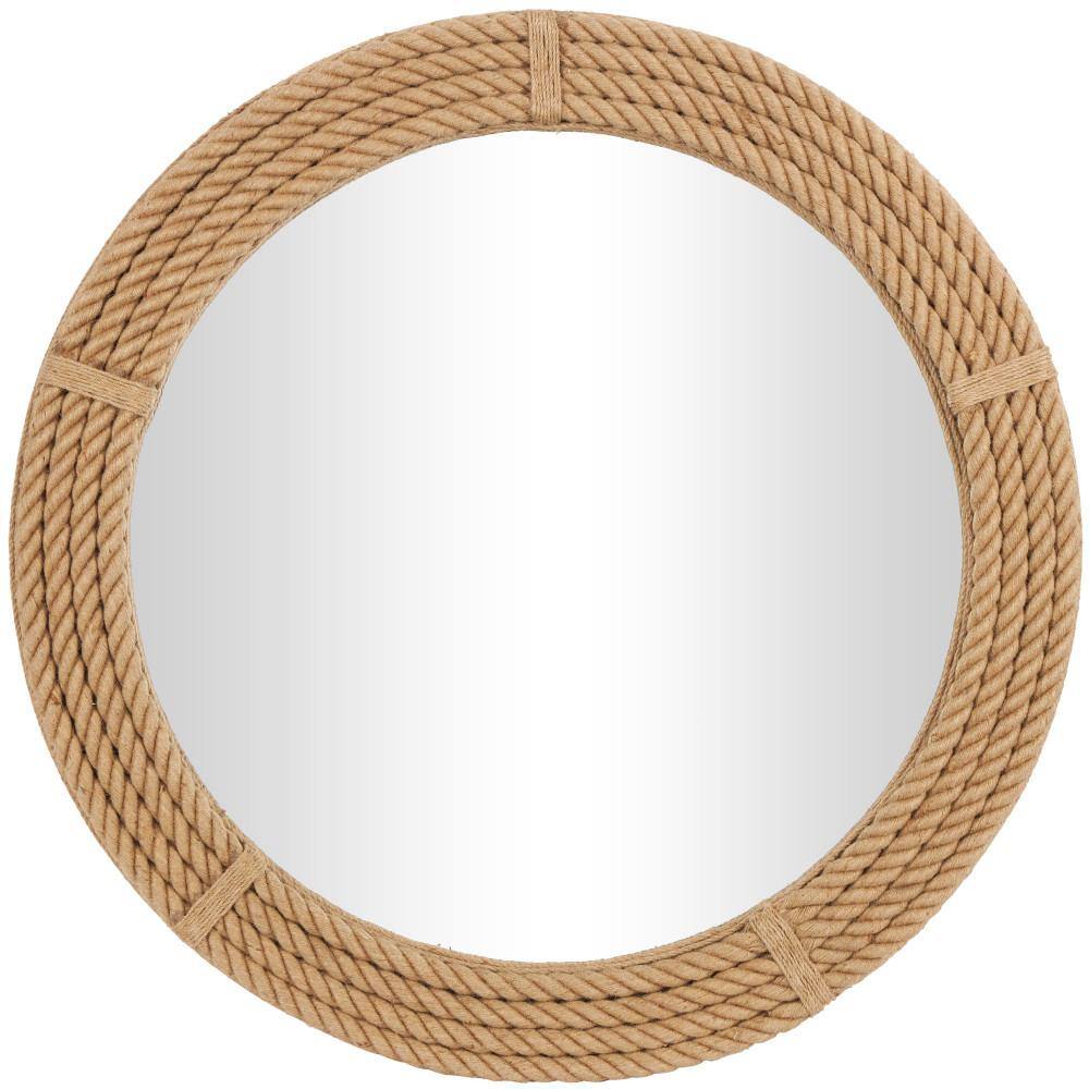 Litton Lane 40 in. x 40 in. Rope Round Framed Brown Wall Mirror 043560 ...