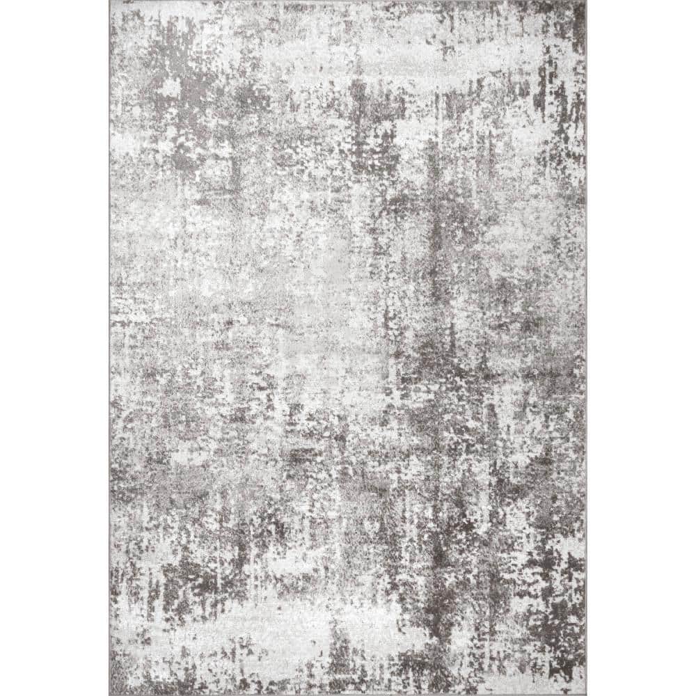 nuLOOM Jade Faded Abstract Light Gray Doormat 3 ft. x 5 ft. Accent Rug ...