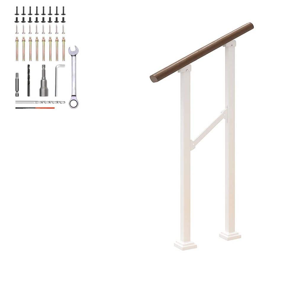 Afoxsos Outdoor Hand Rails for Steps Galvanized Steel 2-Step Handrail ...