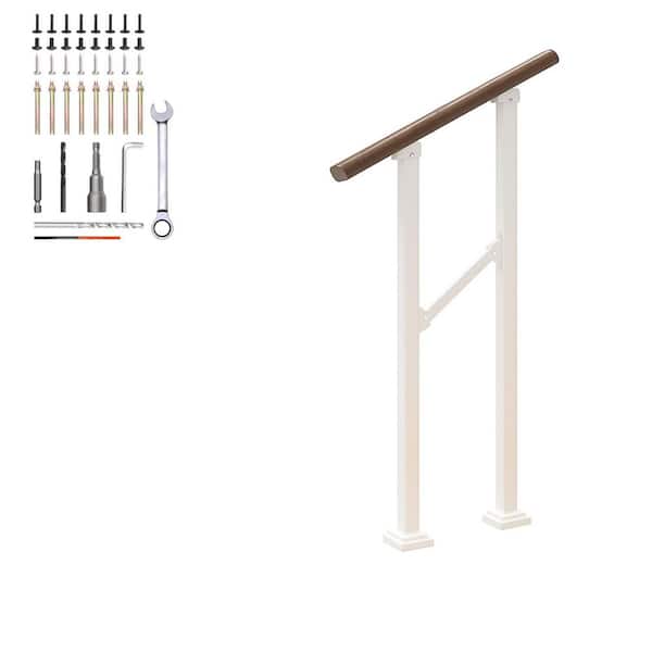 Afoxsos Outdoor Hand Rails for Steps Galvanized Steel 2-Step Handrail ...