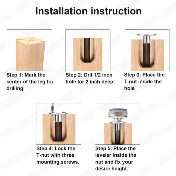 Angel Sar Adjustable Heavy Duty Furniture Leveling Feet with Screws and ...