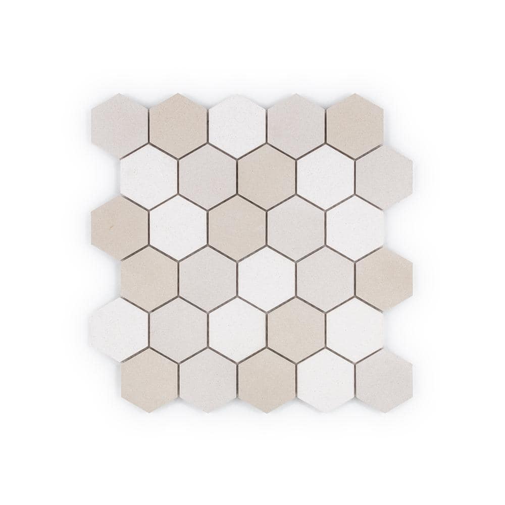 Jeffrey Court Earthen Loft Cream 11.25 in. x 11.75 in. Hexagon Honed ...