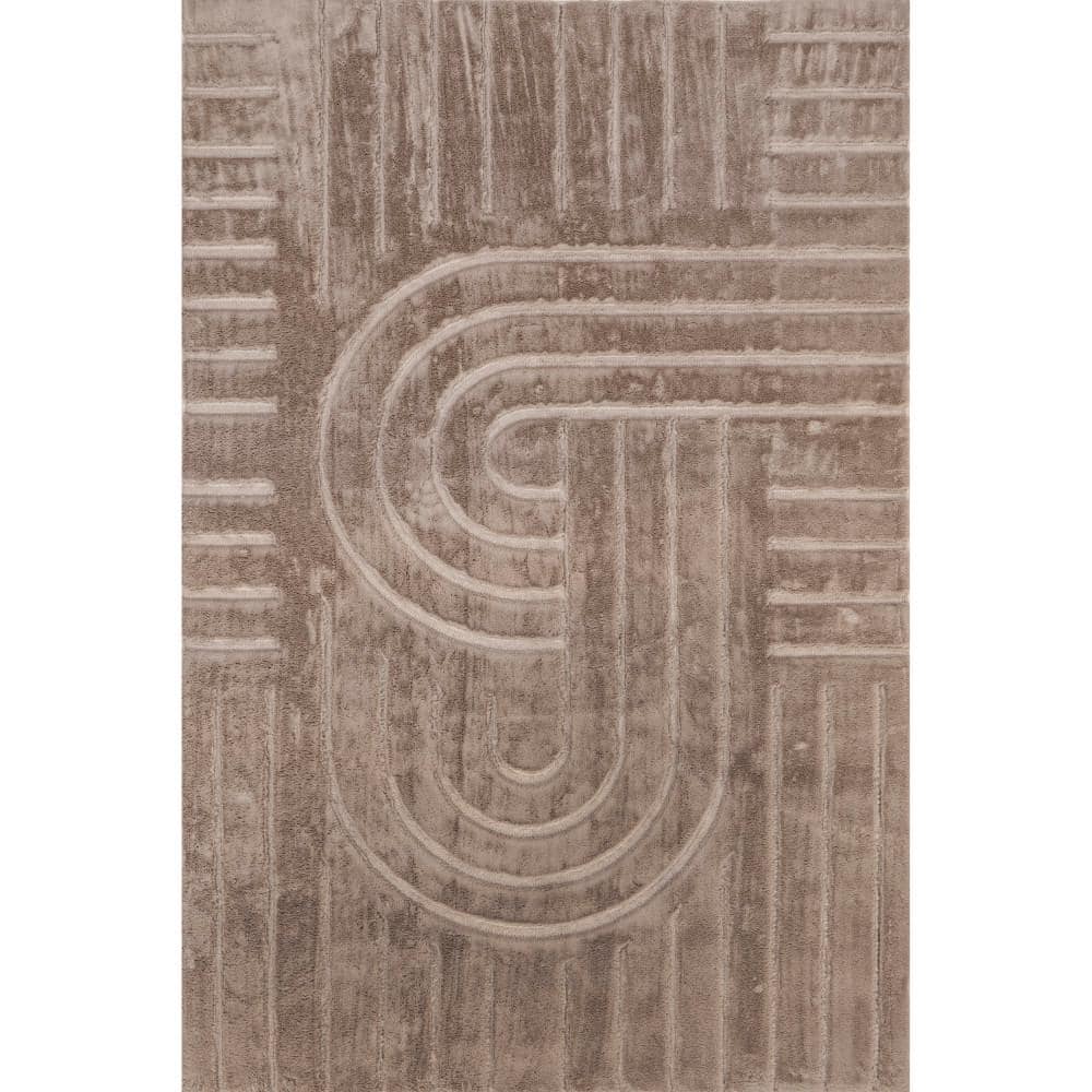 nuLOOM Dawn Modern Faux Rabbit Machine Washable Brown 5 ft. x 8 ft ...