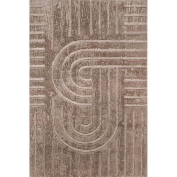 nuLOOM Dawn Modern Faux Rabbit Machine Washable Brown 5 ft. x 8 ft ...