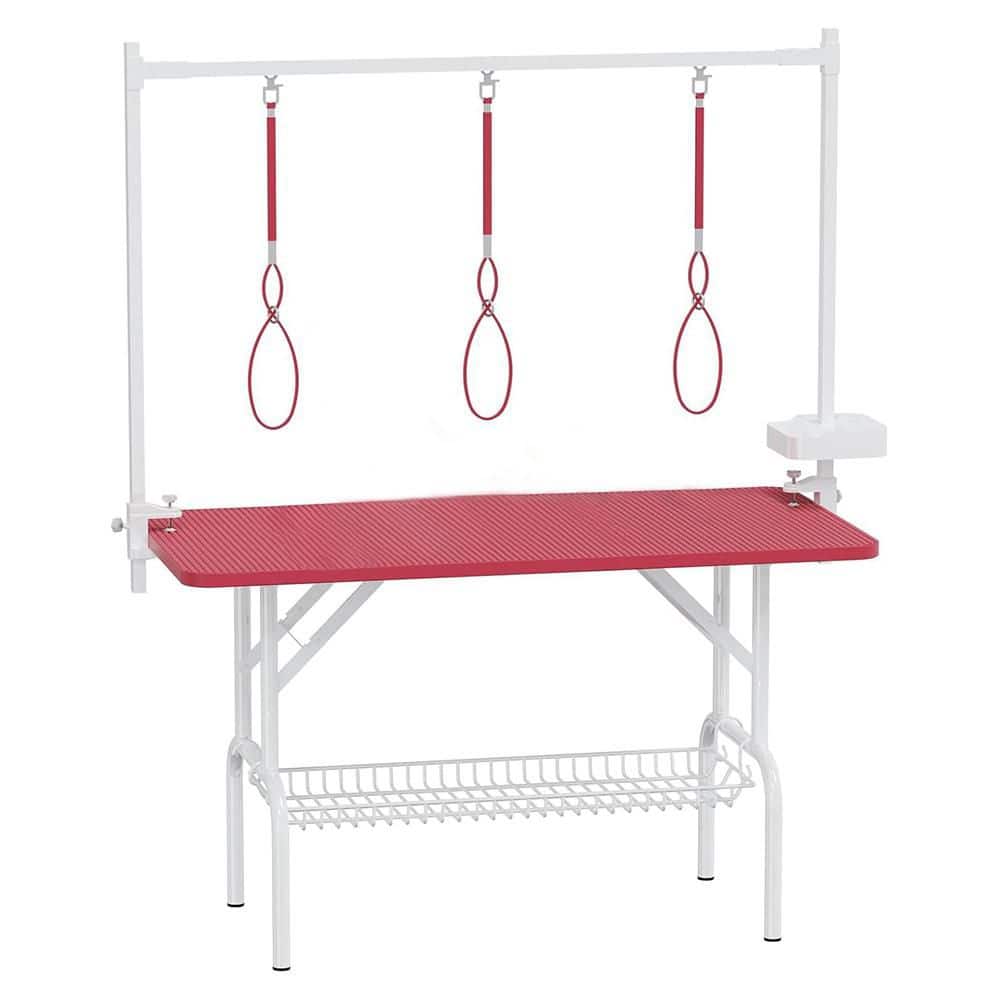 Pink 47 in. Large Dog Grooming Table, Adjustable Cat Drying Desktop ...
