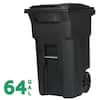Toter 64 Gallon Black Rolling Outdoor Garbage/Trash Can with Wheels and ...