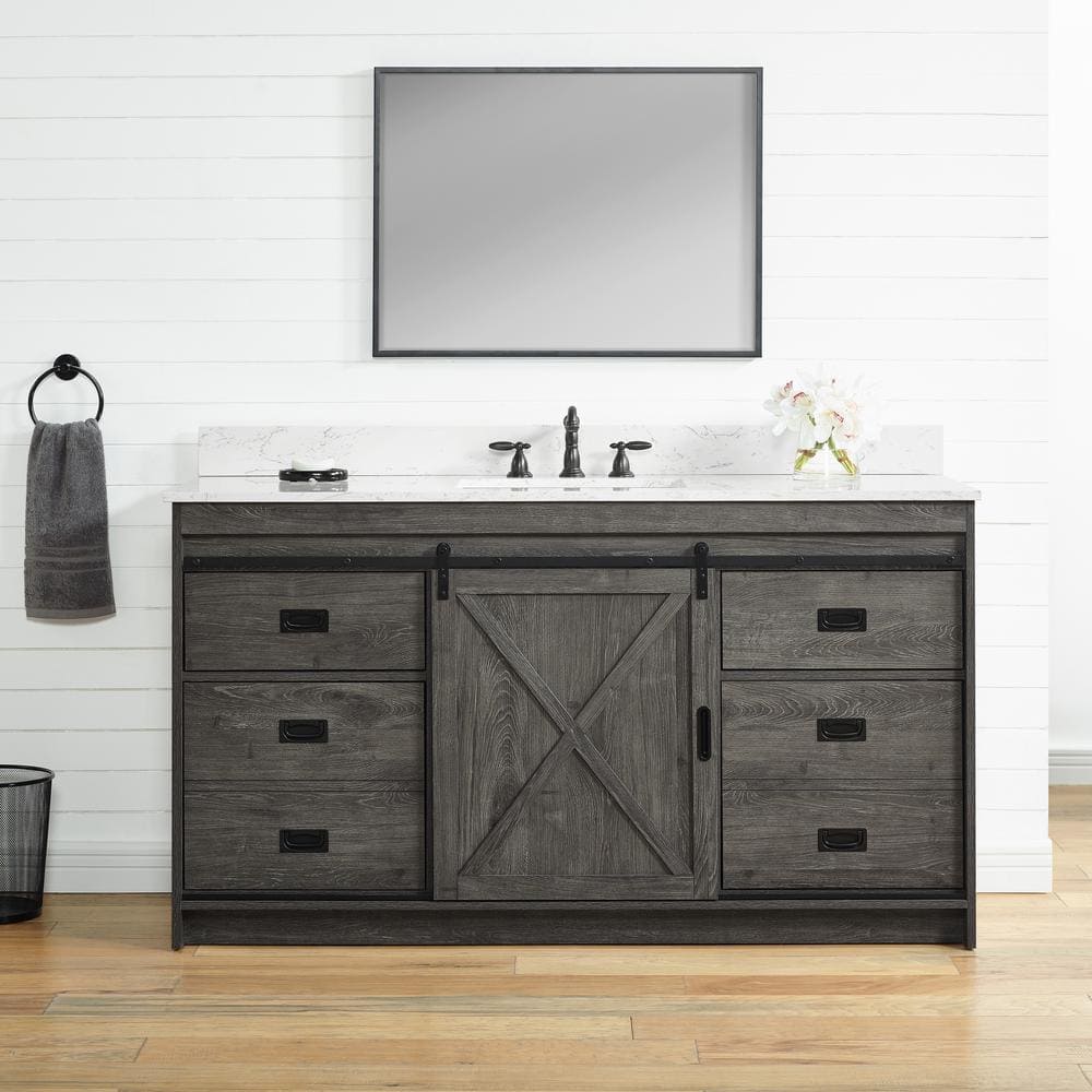 SUDIO Rafter 60 in. W x 22 in. D Bath Vanity in Charcoal Gray with ...