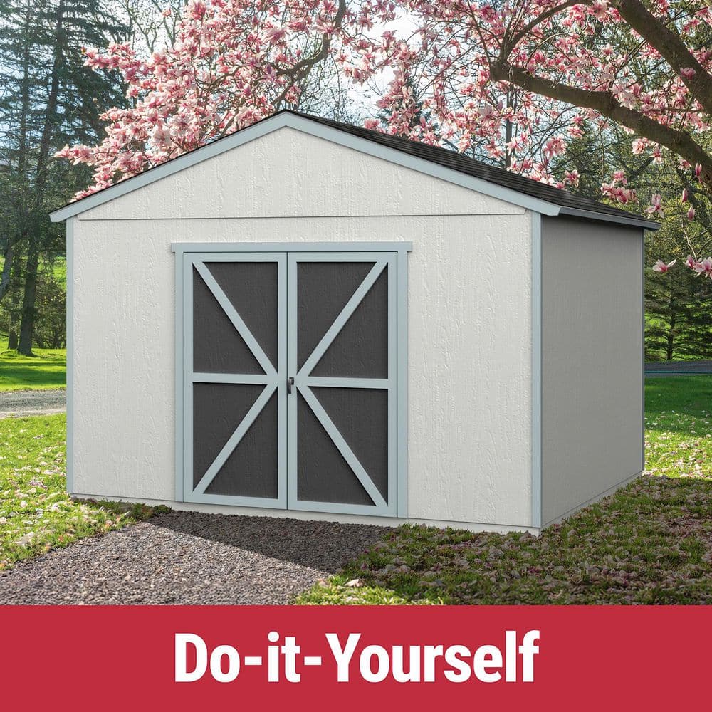 Handy Home Products DIY Astoria 12 ft. x 12 ft. Pre-Cut Wood Shed with ...
