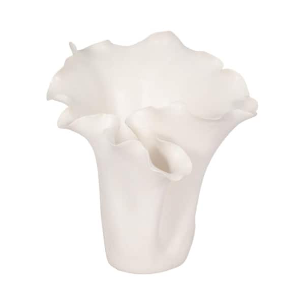 Sagebrook Home 11 in. White Stoneware Specialty Handmade Flutter ...