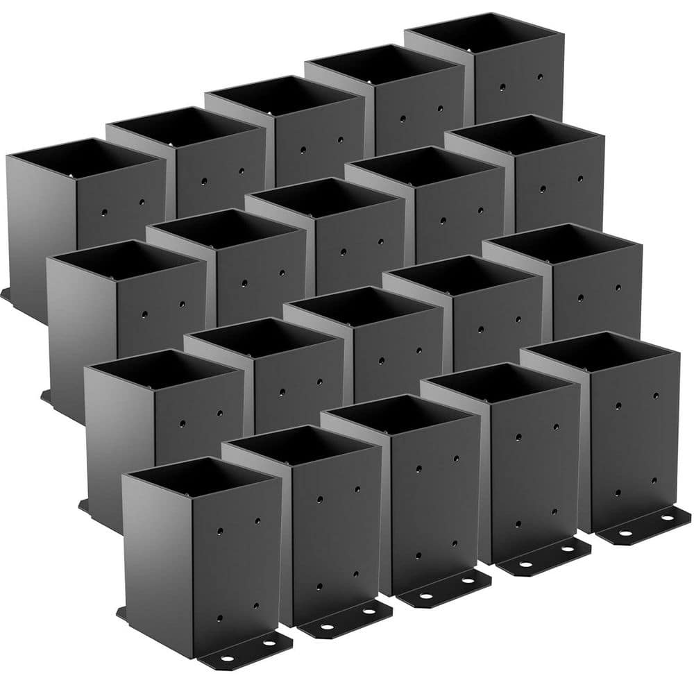 KIWDZFU 3.6 in. H x 3.6 in. W Black Powder-Coated Steel Post Base Kit ...