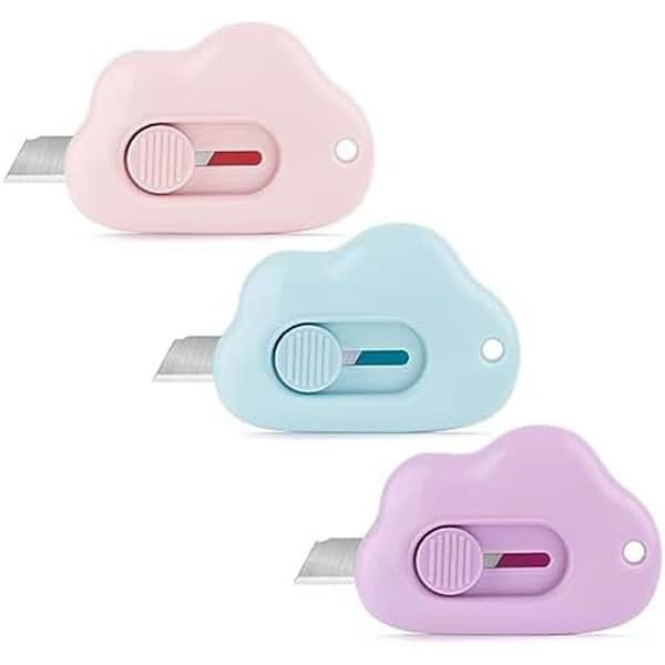 Adorable Cloud-Shaped Retractable Box Cutters 3 Pack for Packages and ...