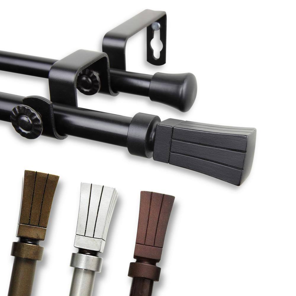 Rod Desyne 5/8" Dia Adjustable 84-120" Flare Double Curtain Rod with ...