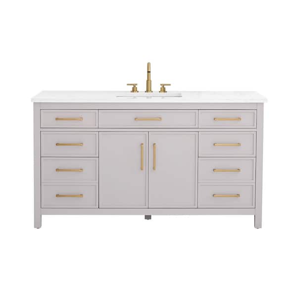 SUDIO Cooper 60 in. W Bath Vanity in Taupe with Engineered Stone Top in ...