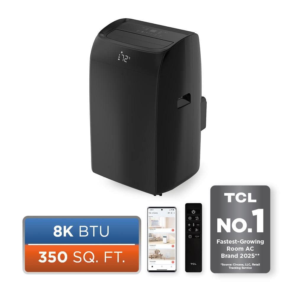TCL S Series 8,000 BTU 115 Volts Portable AC Cools 350 Sq. Ft. with ...