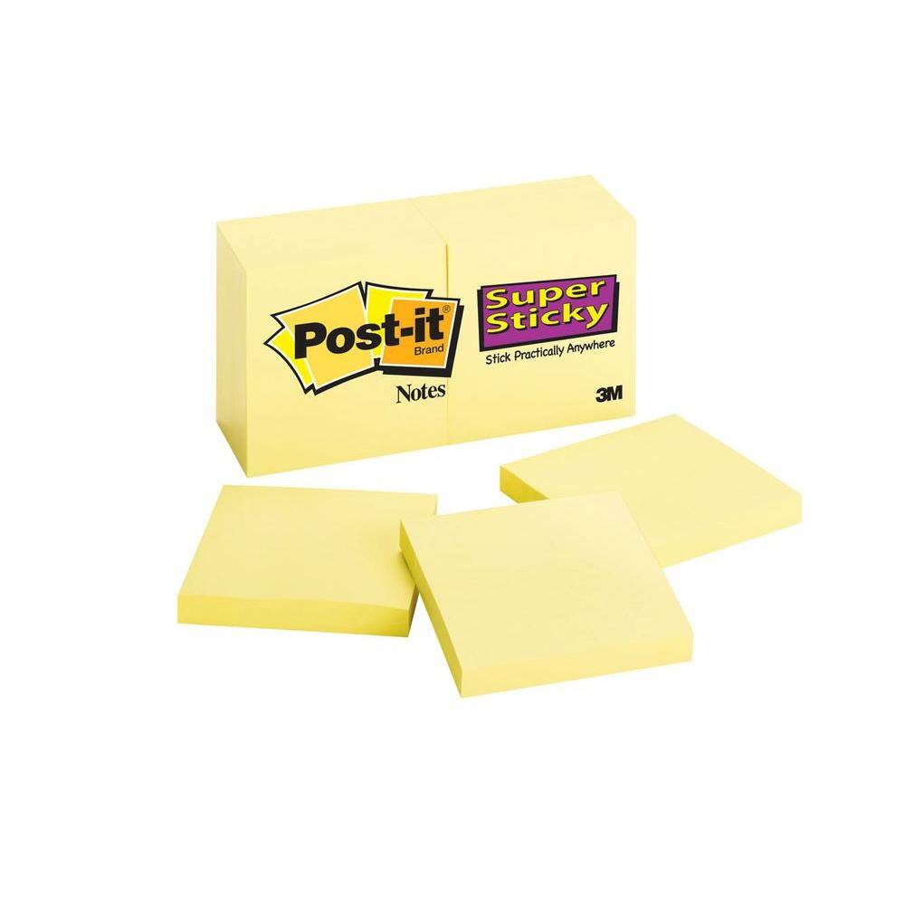 Post-It 3 in. x 3 in. Canary Yellow Super Sticky Notes (10 per Pack ...