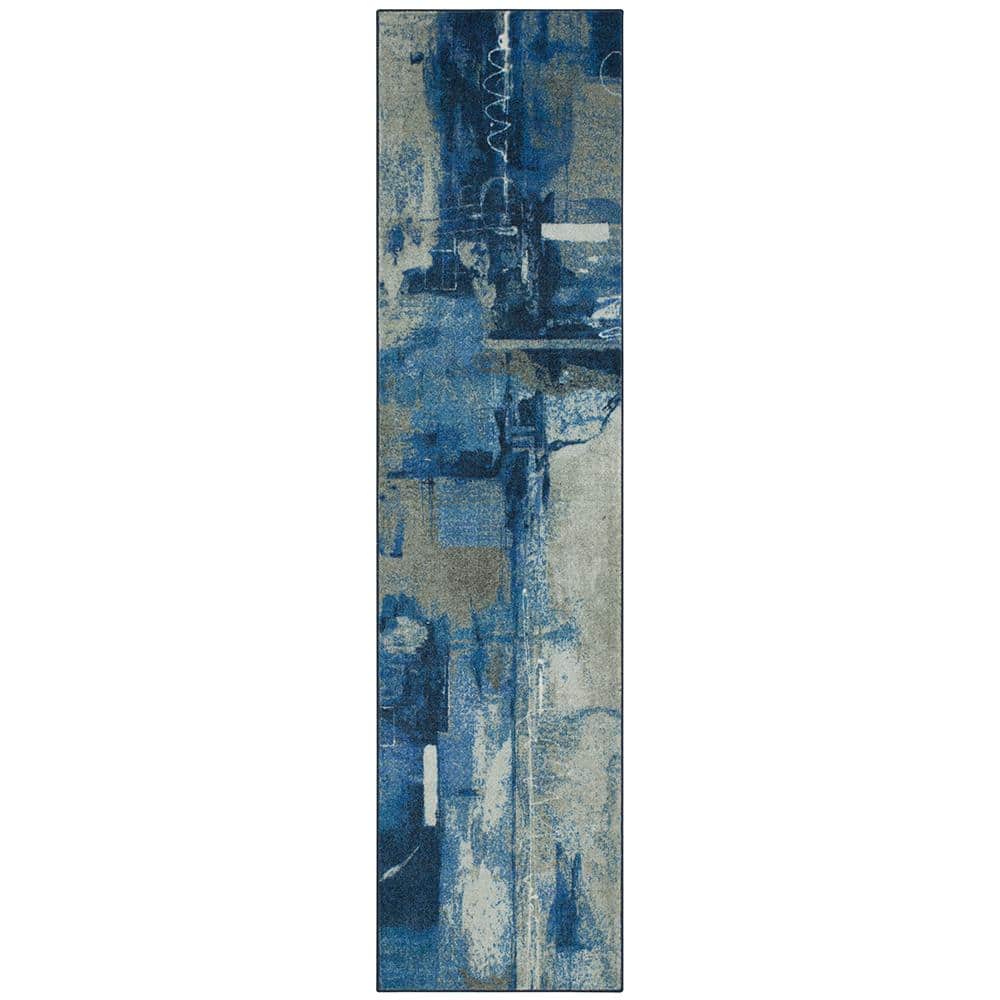 Mohawk Home Fusion Blue 2 ft. x 8 ft. Abstract Runner Area Rug 109637 ...