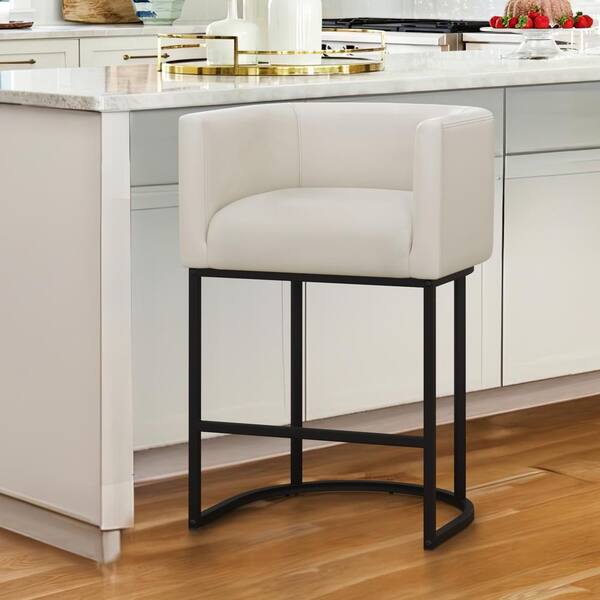 Reviews for LUE BONA Jessica 26 in.White Modern Counter Bar Stool Faux ...