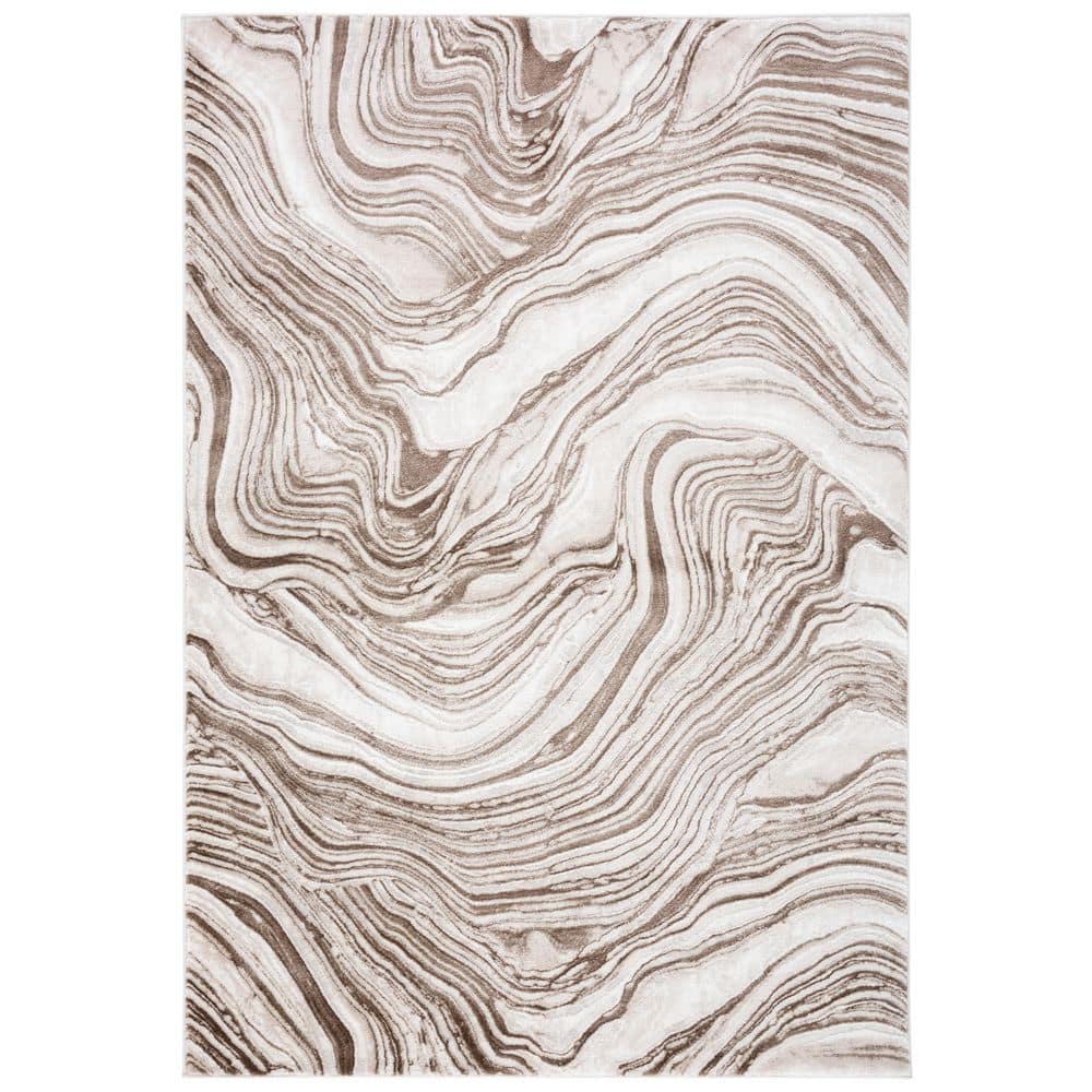 SAFAVIEH Meadow 4 ft. x 6 ft. Brown/Beige Marble Swirl Area Rug MDW564T ...