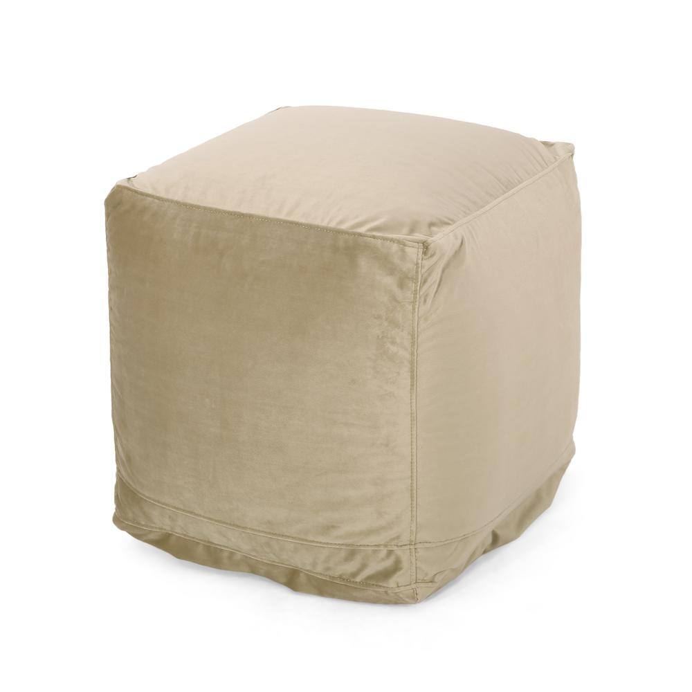 Noble House Davos 16 in. x 16 in. Ivory Velvet Cube Pouf 94115 - The ...