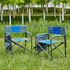 Angel Sar 2-Piece Padded Folding Outdoor Blue/Grey Chair with Side ...