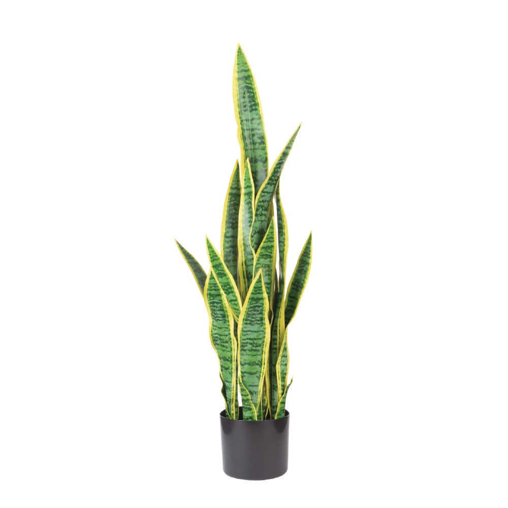 NATURAE DECOR Artificial 35 in. Gold Sansevieria Indoor and Outdoor OUT ...