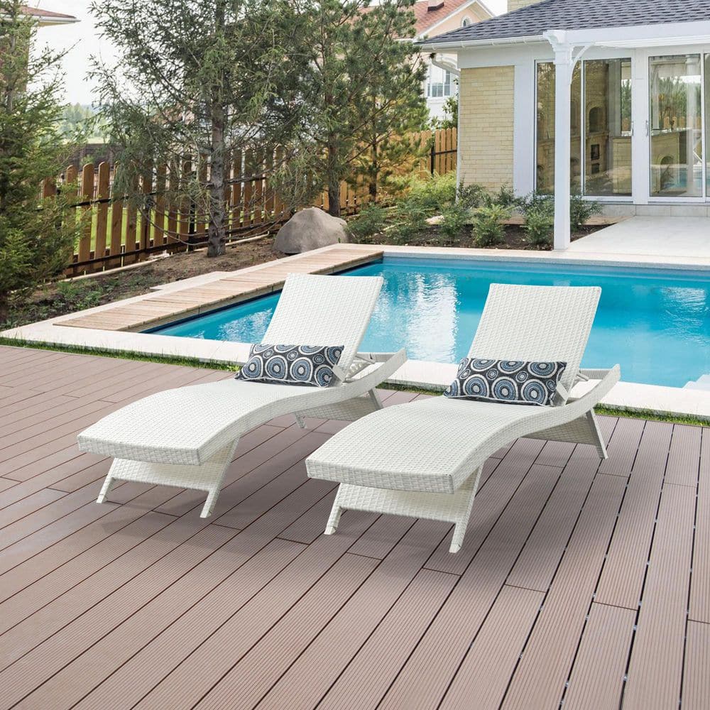 EDYO LIVING White All-Weather Adjustable Resin Outdoor Patio Chaise ...