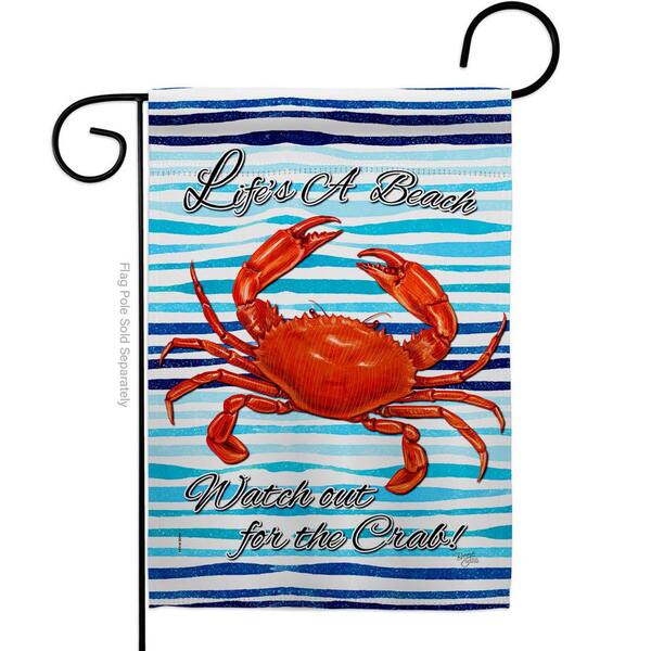 Breeze Decor 13 in. x 18.5 in. Beach Crabs Sea Creatures Garden Flag 2 ...