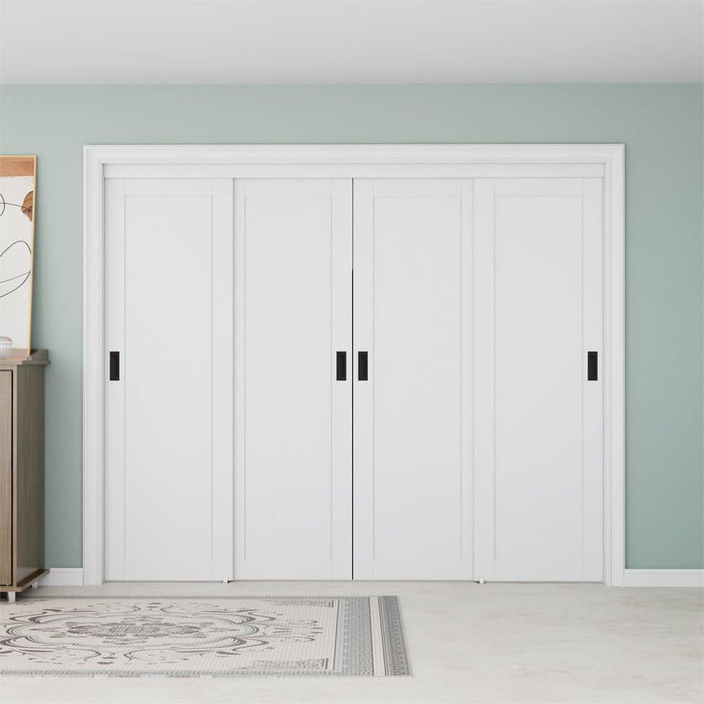 ARK DESIGN 96 in. x 80 in. Paneled 1-Lite Blank Pattern White Primed ...