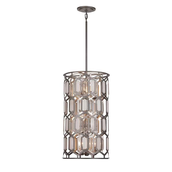 Minka Lavery Hexly 60-Watt 9-Light Bronze and Sultry Silver Candle ...