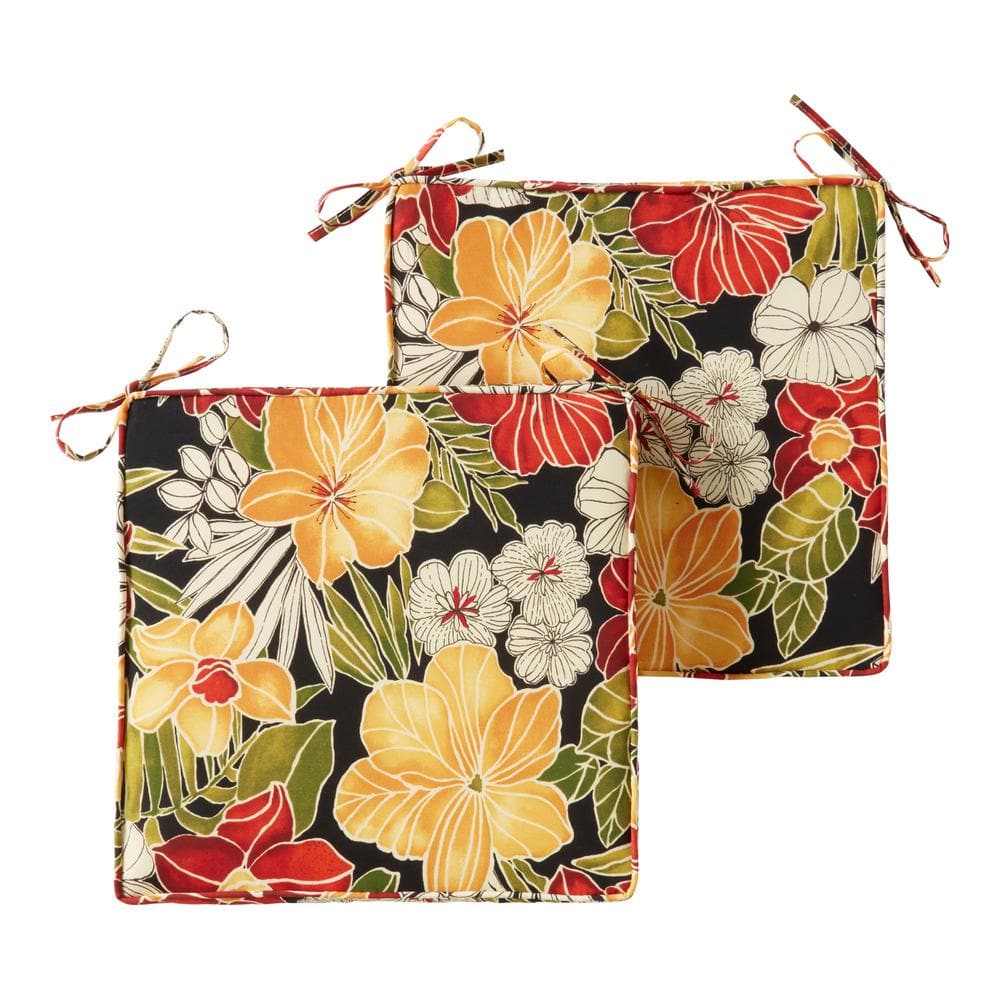 Greendale Home Fashions 18 in. x 18 in. Aloha Black Square Outdoor Seat ...