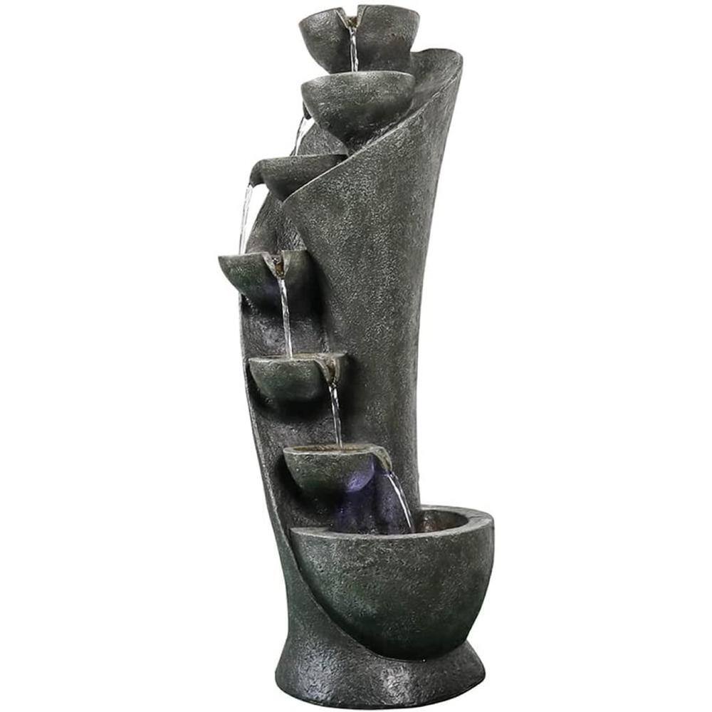 Outdoor Tiered Water Fountain with Light LED For Yard Garden Patio Deck ...