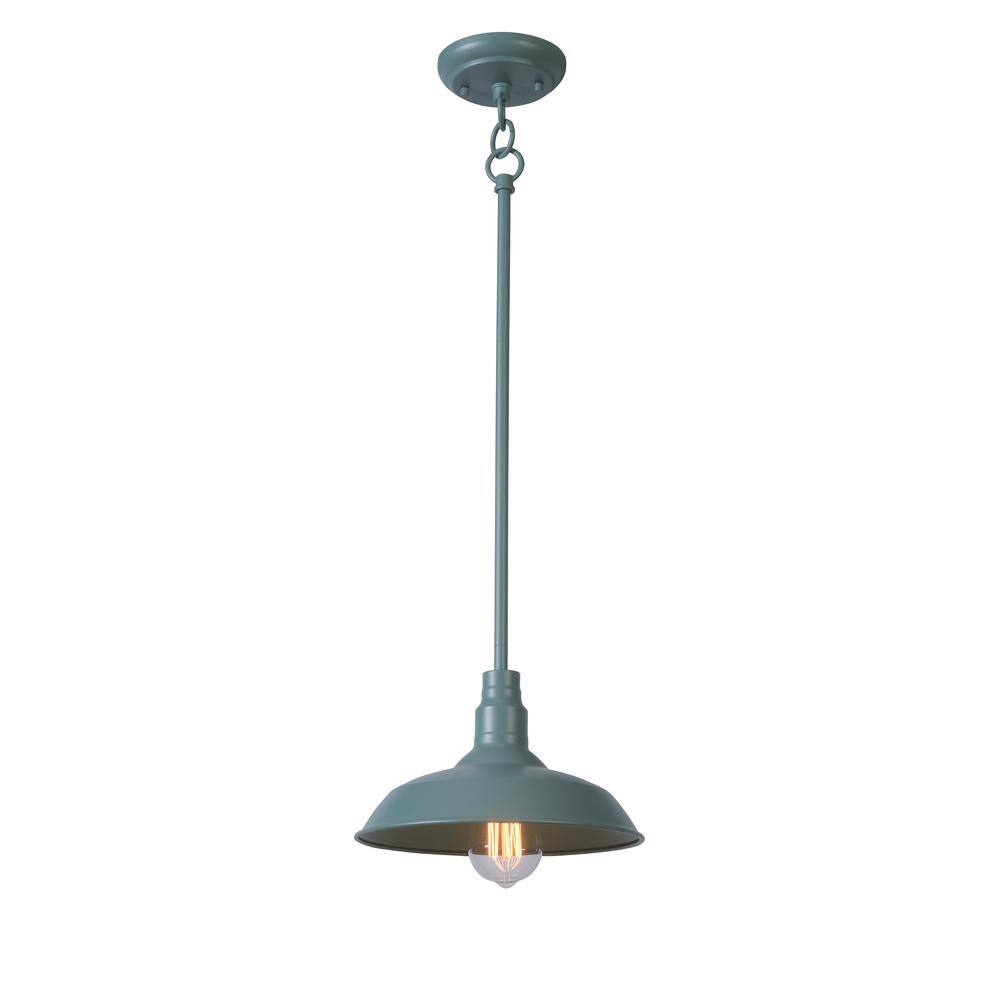 Home Decorators Collection Bell Ridge 10 in 1-Light Teal Outdoor Mini ...