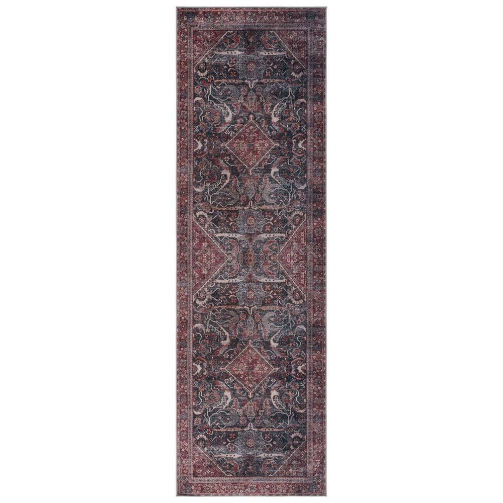 SAFAVIEH Tucson Dark Green/Rust 3 ft. x 8 ft. Machine Washable ...