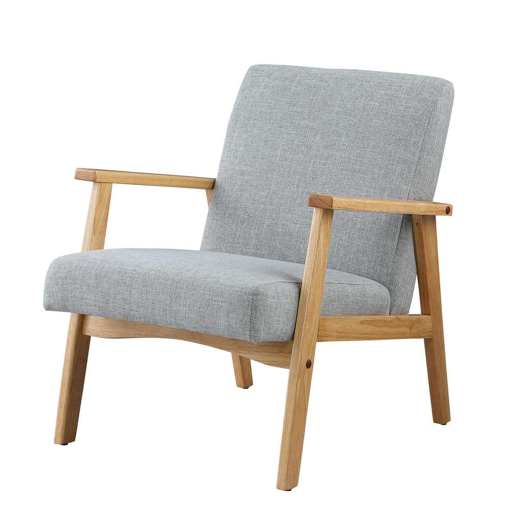 Morden Fort Gray Mid Century Arm Chair with Wood Frames Linen ...