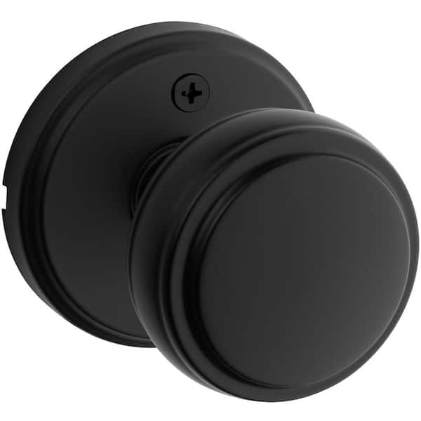 Kwikset Sora Matte Black Round Rose 2.19 in. Half Dummy Round Door Knob 788SOK 514 CP - The Home ...