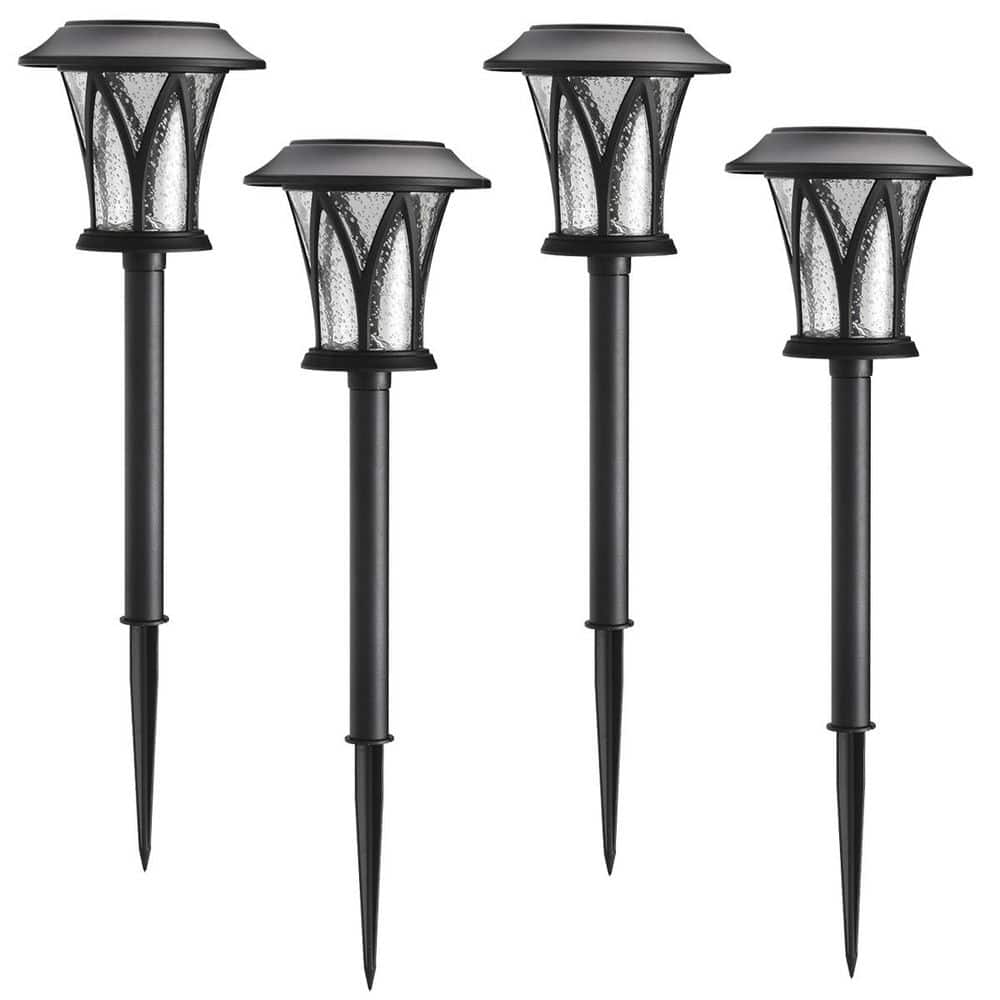 Hampton Bay Naples Black Integrated LED Weather Resistant Outdoor Solar ...