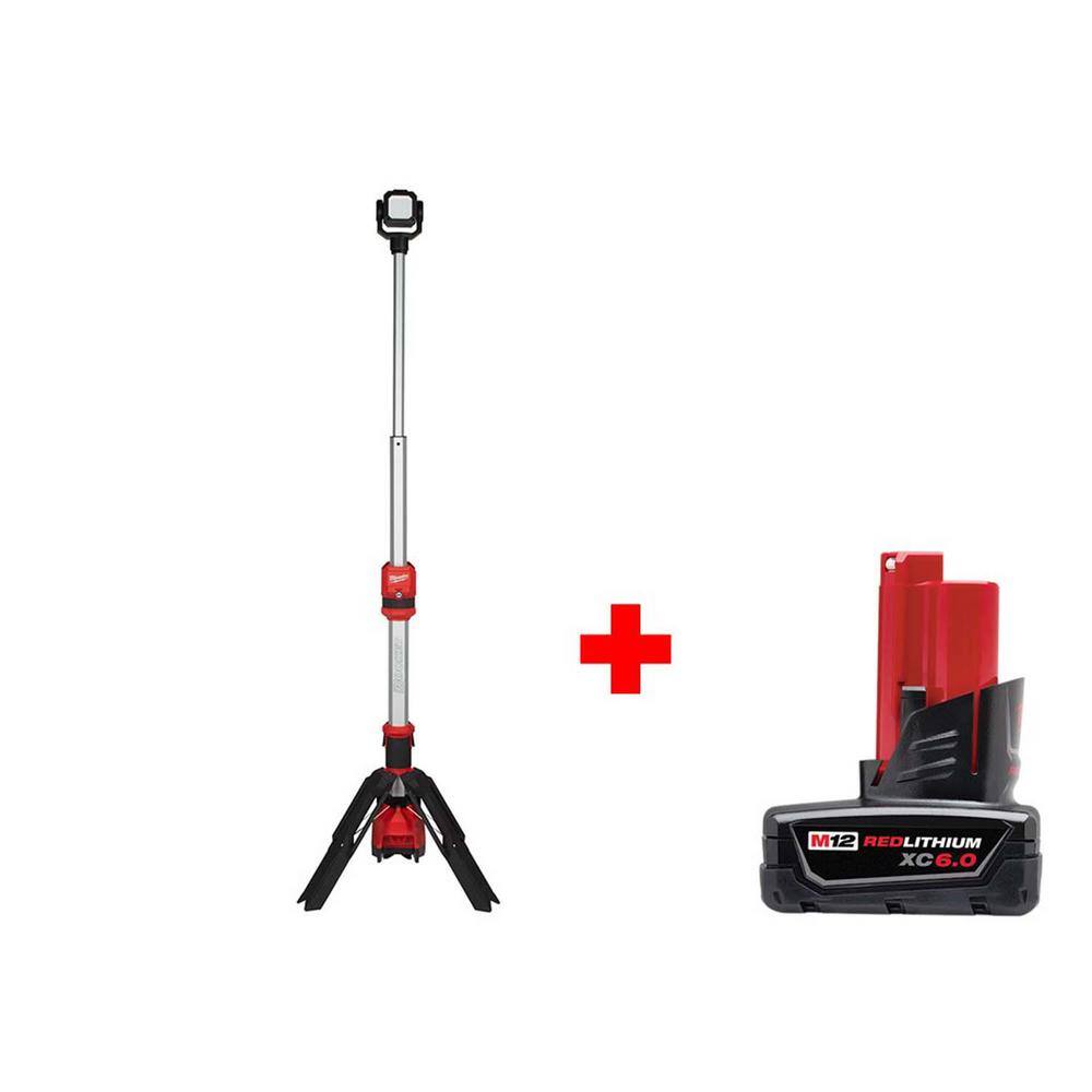 Milwaukee M12 12-Volt Lithium-Ion Cordless 1400 Lumen ROCKET LED Stand ...