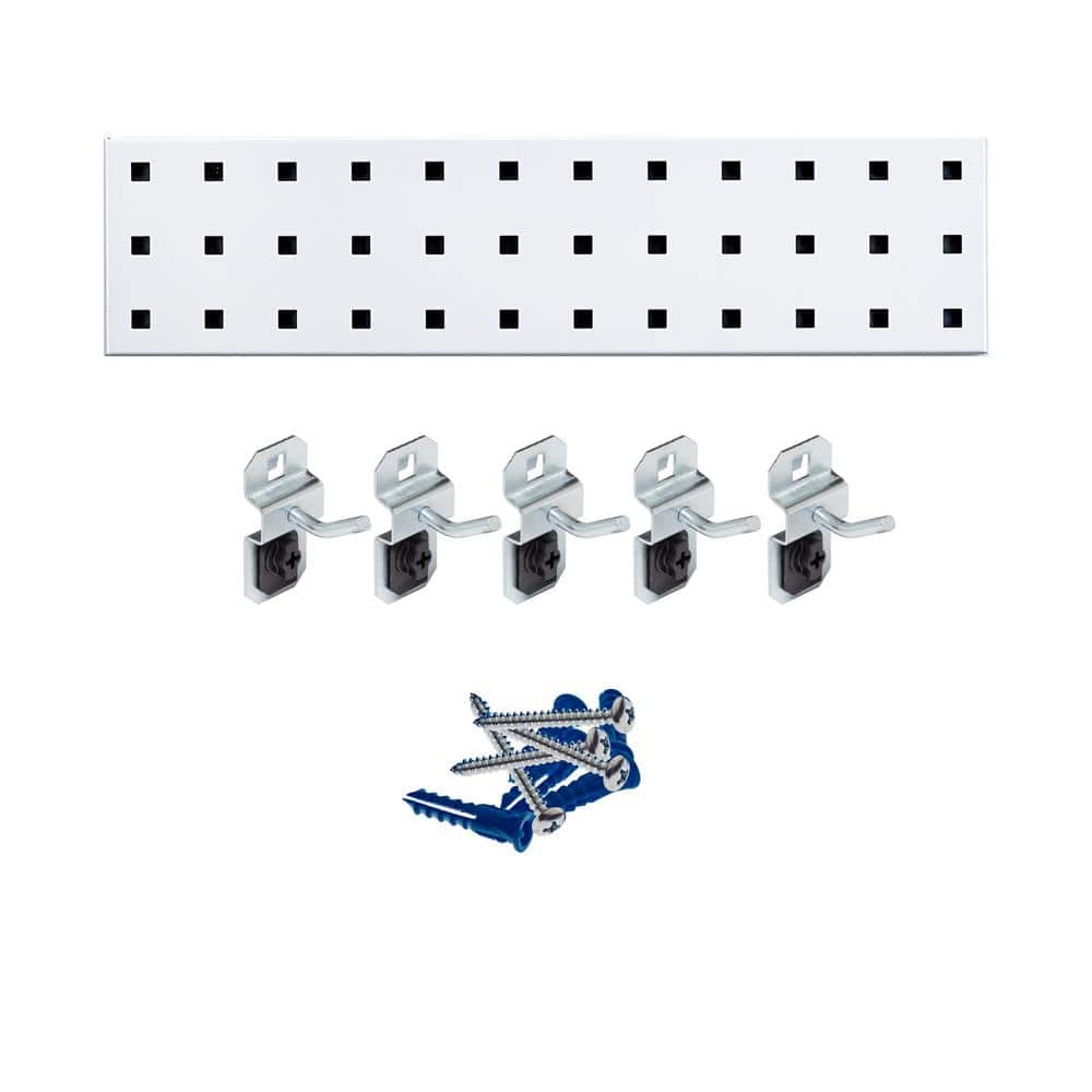 Triton Products White Key Pegboard Kit with (1) 18 in. x 4.5 in. Steel ...