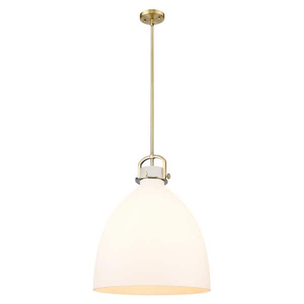 Innovations Newton Bell 100-Watt 1-Light Brushed Brass Shaded Mini ...