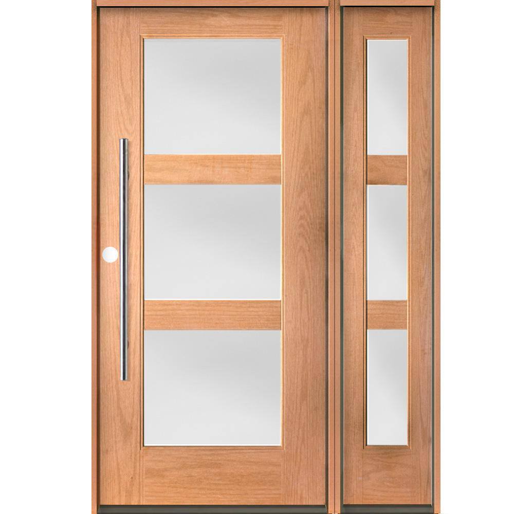 Krosswood Doors Modern Faux Pivot 50 in. x 79 in. 3-Lite Right-Hand ...