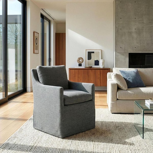 Glamour Home Axel Gray Fabric Accent Chair with Down Feathers GHACC ...