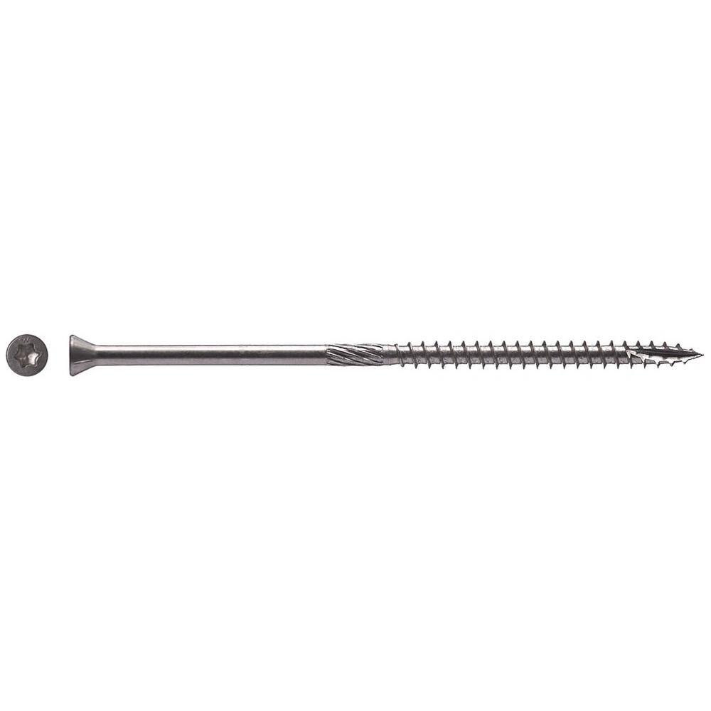 BIG TIMBER #9 x 4 in. Stainless Steel Star Drive Trim Head Wood Screw ...