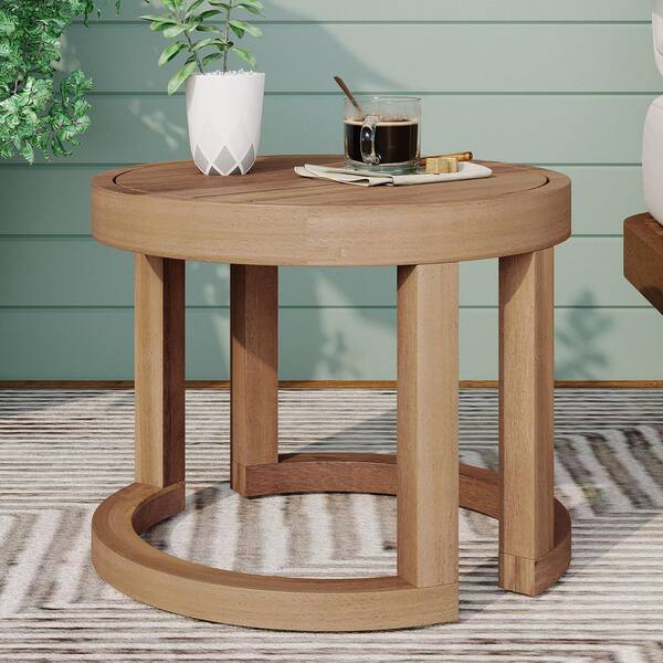 Coporesell Brown Acacia Wood Round Outdoor Side Table CLONFPT04BRO ...