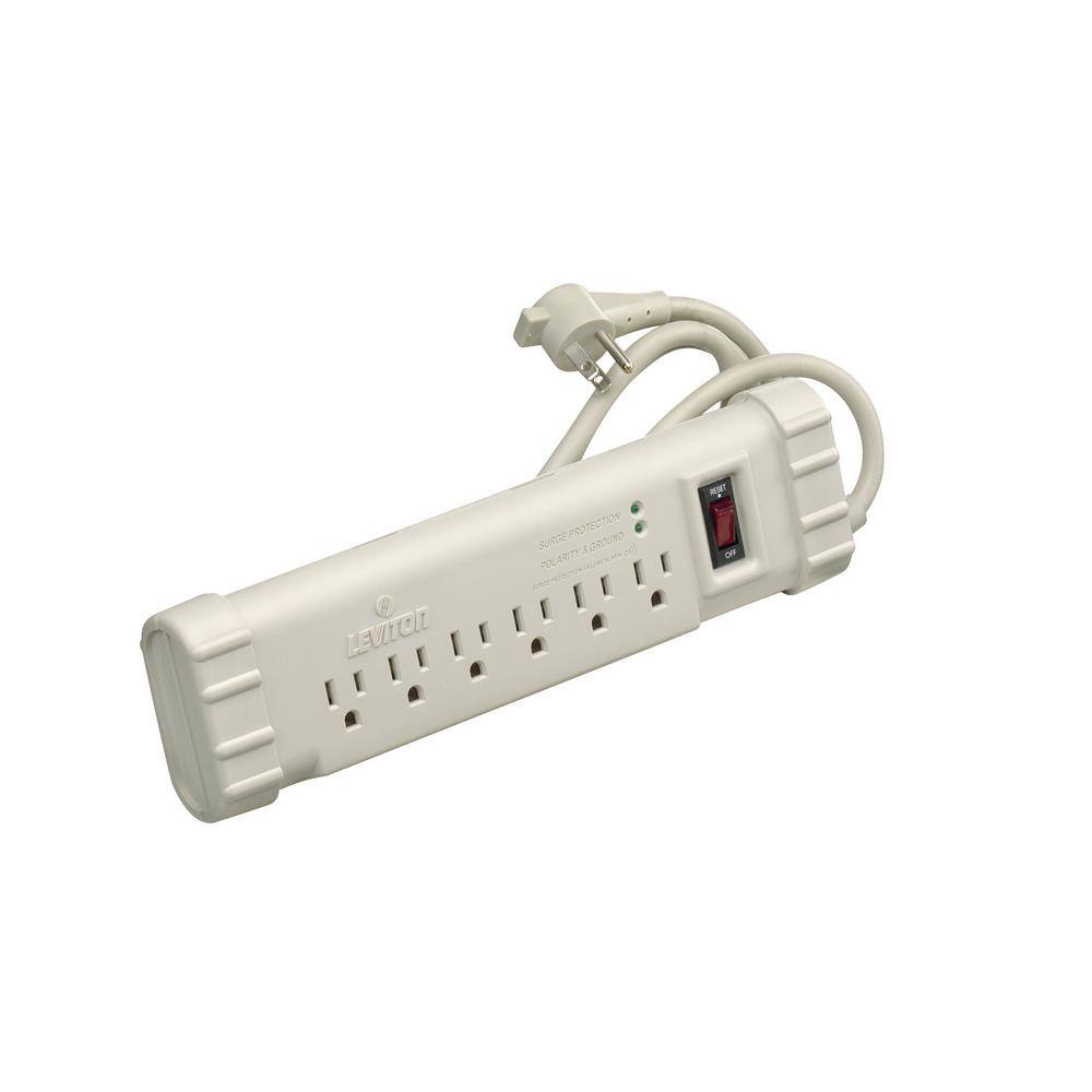 Leviton 15 Amp Office Grade Surge Protected 6-Outlet Power Strip, 1010 ...