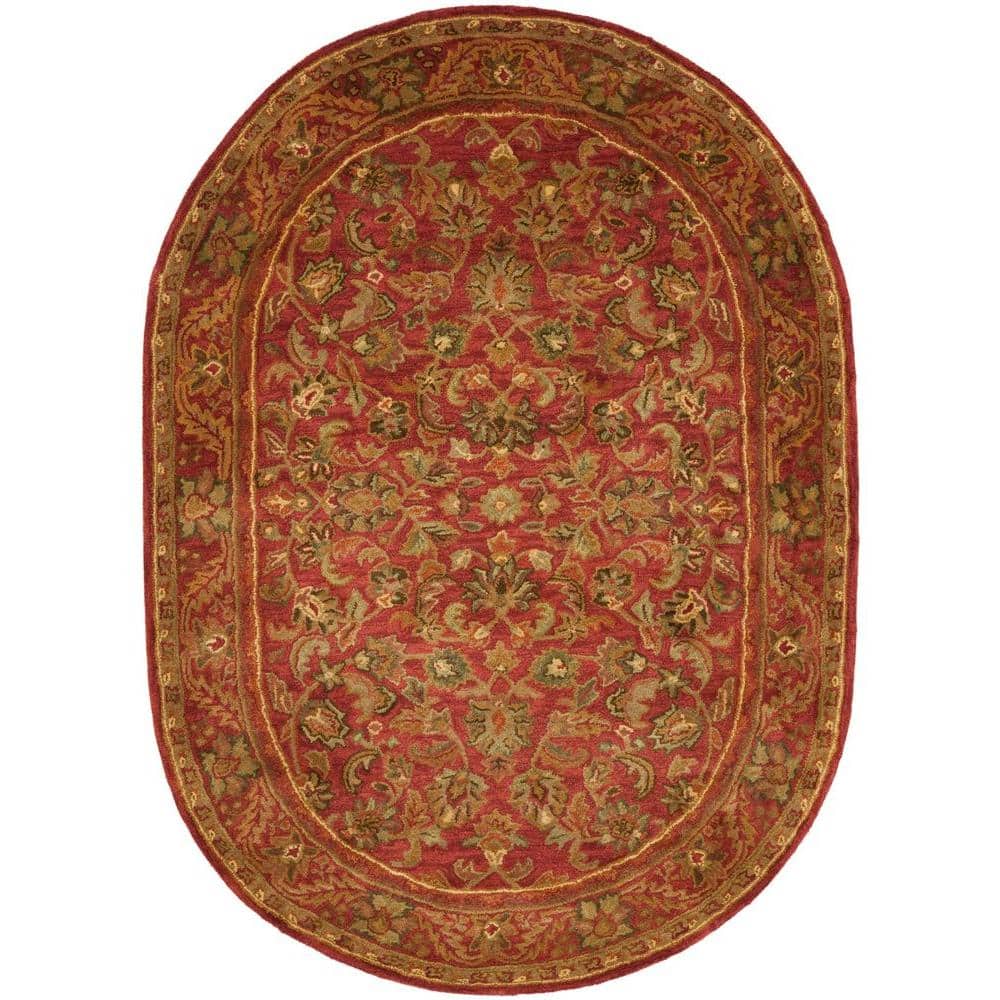 SAFAVIEH Antiquity Red 8 ft. x 10 ft. Oval Border Area Rug AT52E-8OV ...