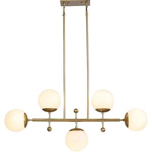Decomus 240-Watt 4-Light Gold Rectangle Pendant Light with Acrylic ...
