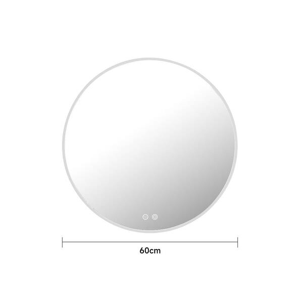 WarmieHomy 23.6 in. W x 23.6 in. H Round Frameless LED Wall Mirror ...