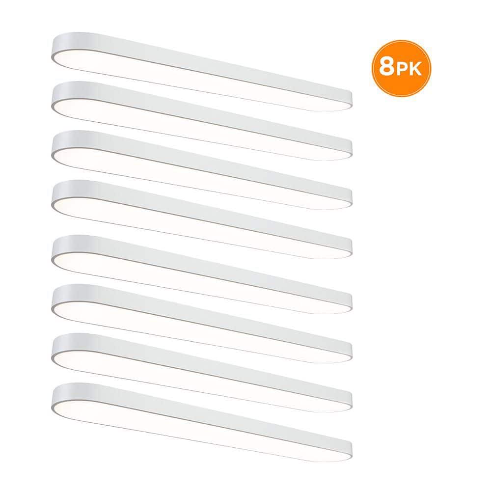 Commercial Electric 8-Pack 4 ft. x 8 in. LED Flush Mount Ceiling Light ...