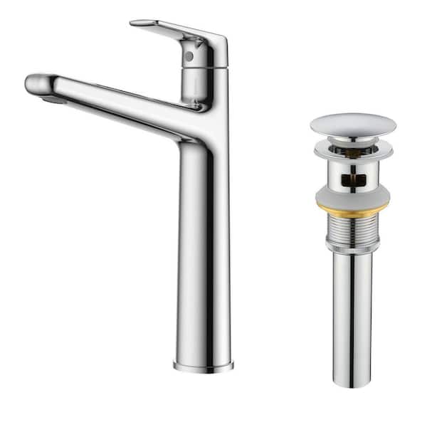 FLG Single Handle Bathroom Vessel Sink Faucet with Pop-Up Drain ...